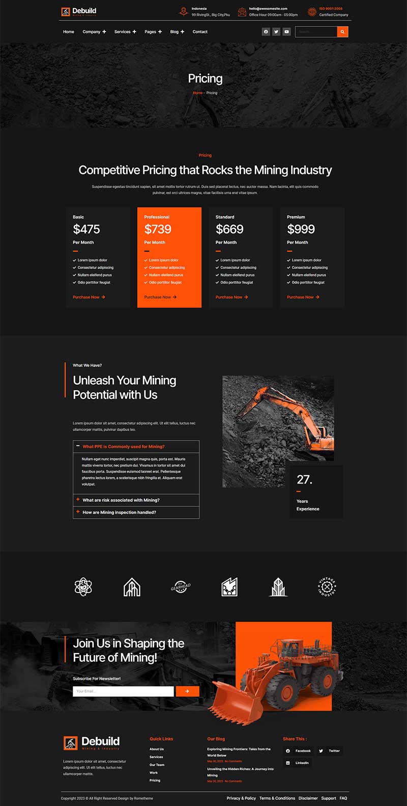 Debuild - Mining & Industry Elementor Pro Template Kit by Rometheme